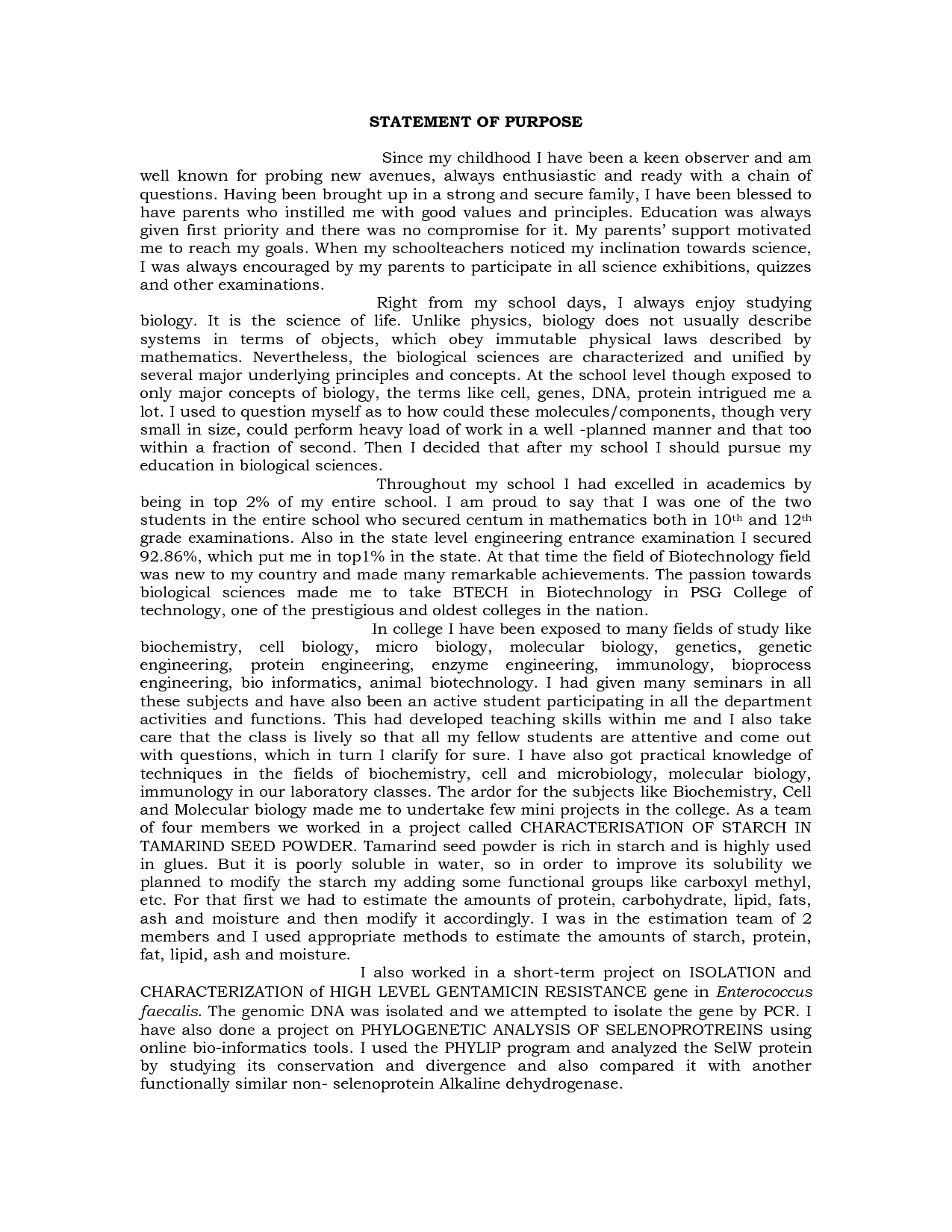 College Application Personal Statement College 101 Examples Of