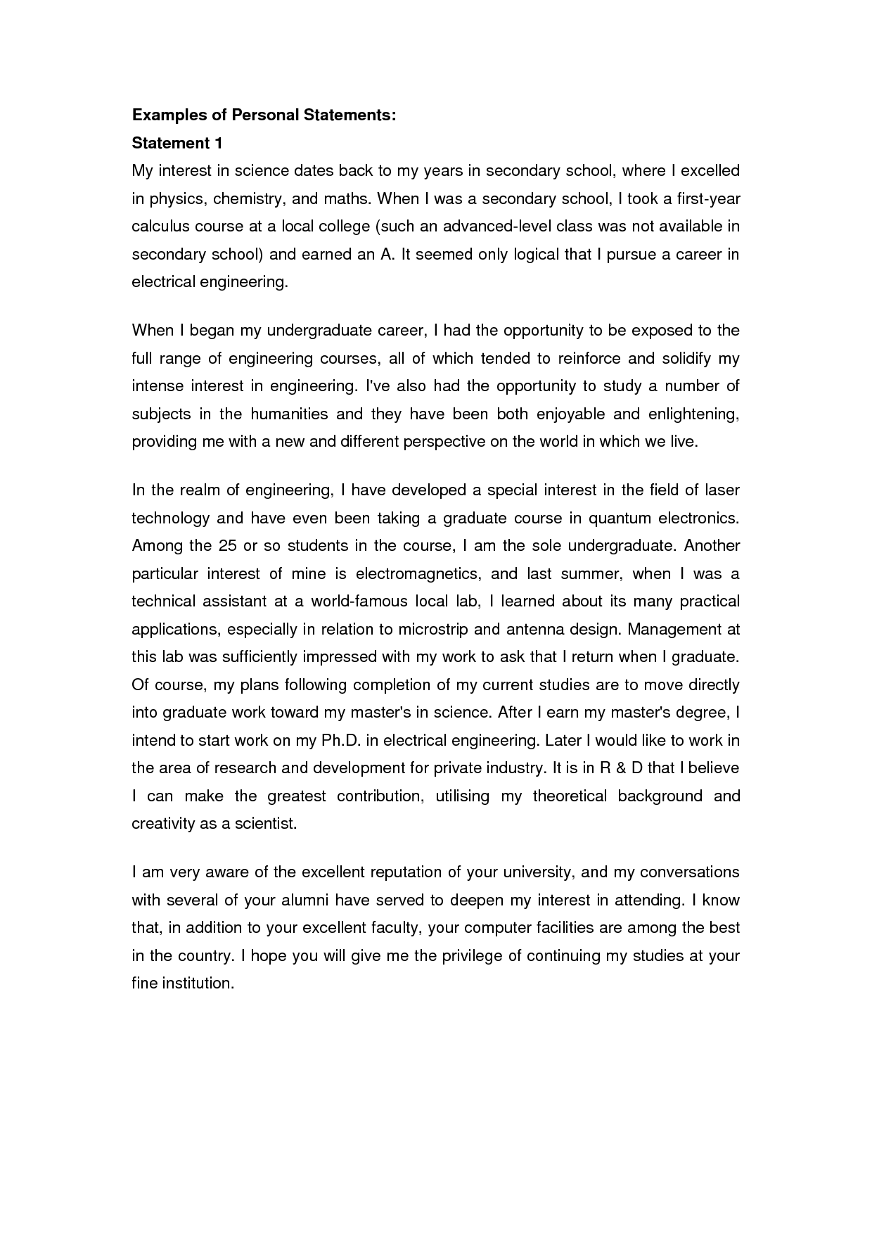 Personal Statement For Student Professional Writing Company