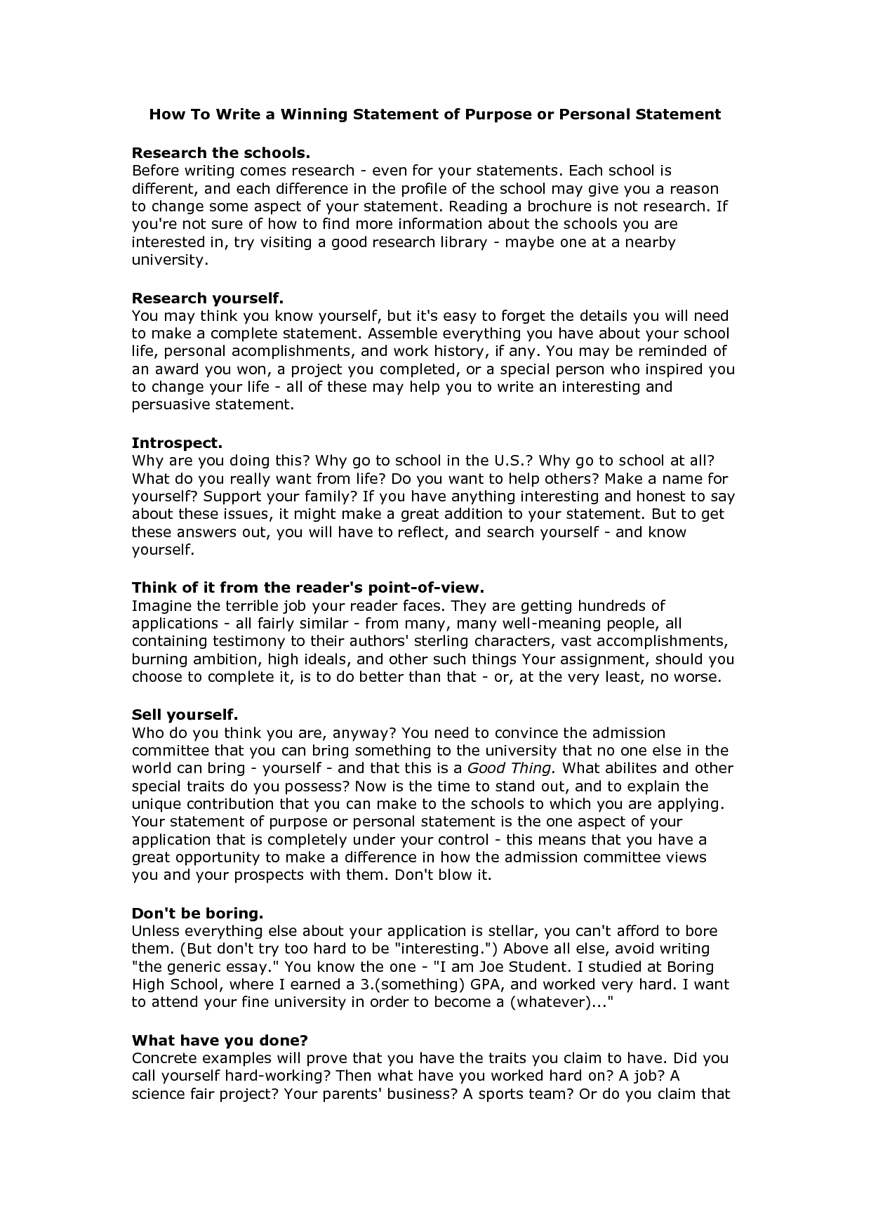 How To Write A Statement Of Purpose Best Writing Website