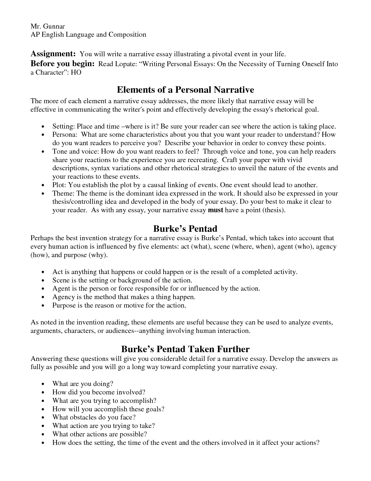 Personal Narrative Essay Template Personal Narrative Essay Template